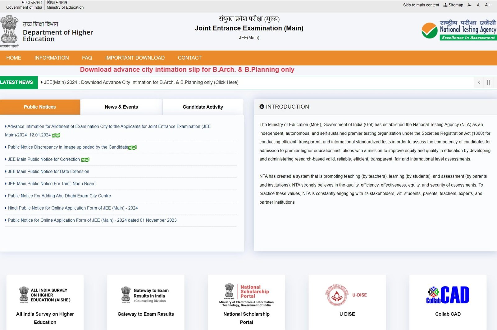 JEE Main 2024 City Intimation Slip released at jeemain.nta.ac.in; check details - EduCharcha